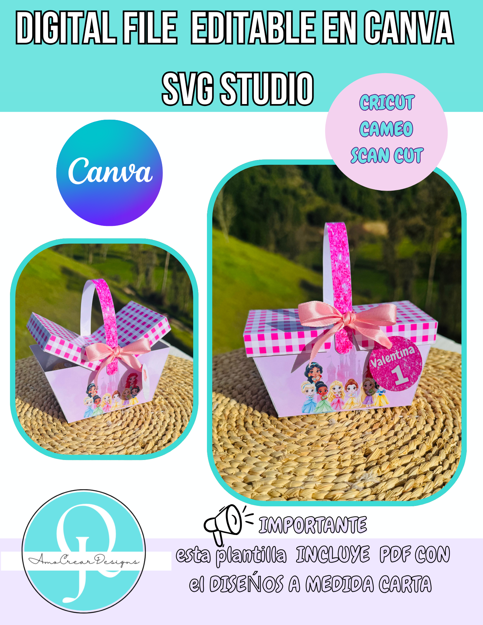CANASTA / BIRTHDAY / PASCUA / EDITABLE EN CANVA / SVG CRICUT / SVG SCAN ...